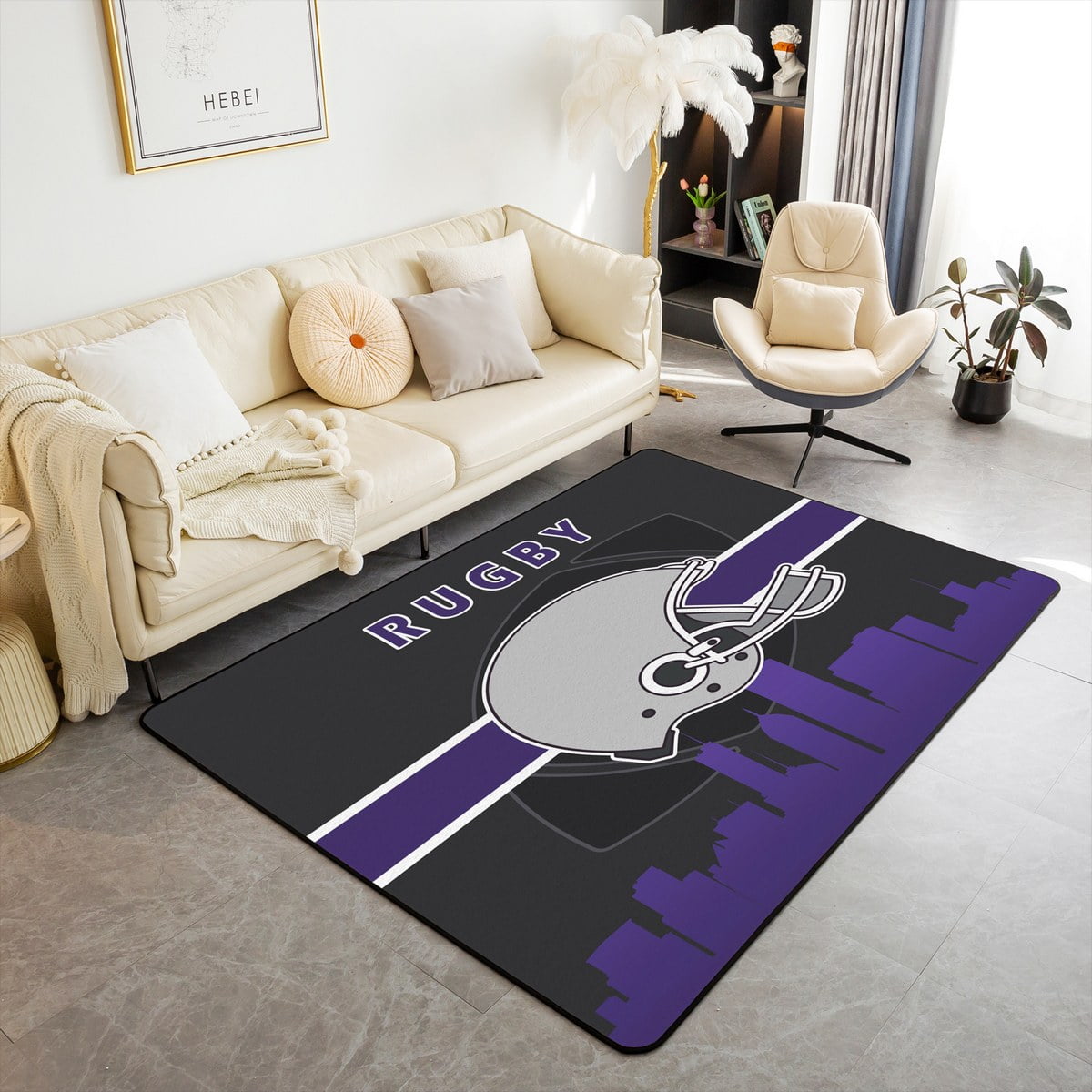 YST Rugby Rug Boys Football Carpet 3x5 American Football City Area Rug ...