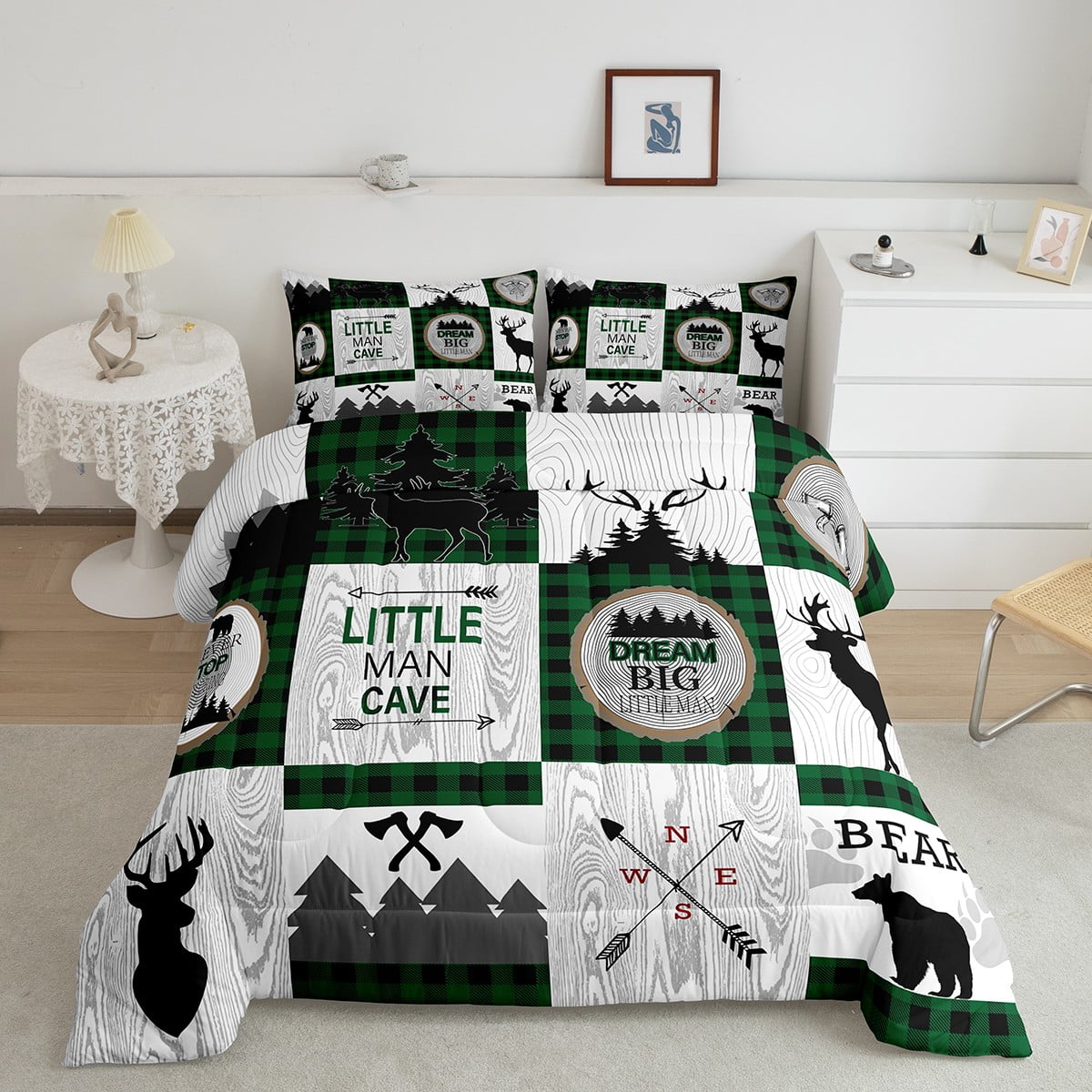 YST Rustic Animal Kids Comforter Set Queen,Hunting Bear Deer Boys ...