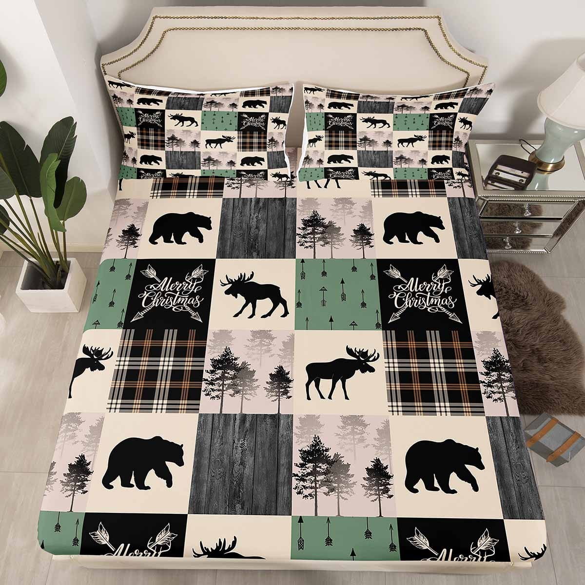 Erosebridal Rustic Bear Deer Bedding Set, Farmhouse Cabin Decor Bed ...