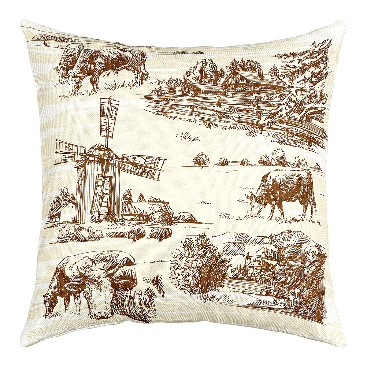 YST Rustic Bull Cattle Throw Pillow Cover,Autumn Western Windmill ...