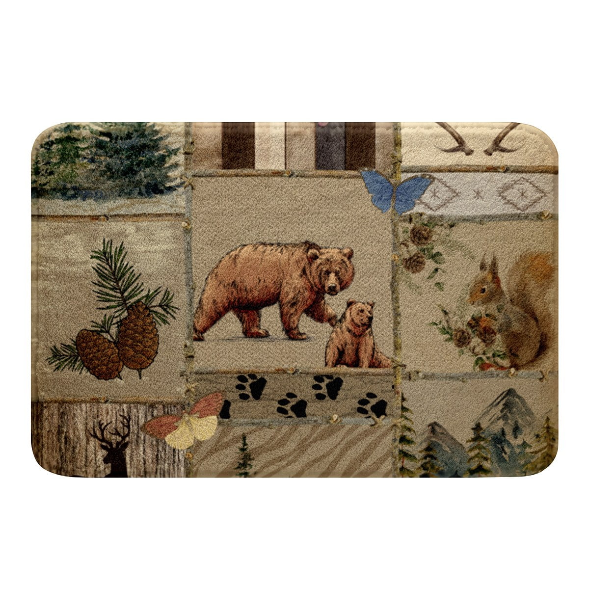 YST Rustic Cabin Bathroom Rugs Jungle Bears Doormats Floor Mats Country ...