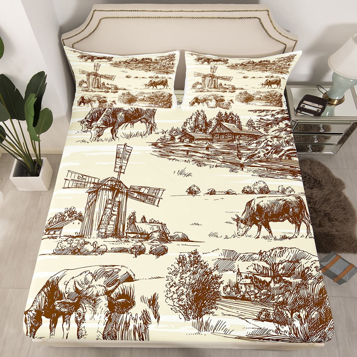 Erosebridal Rustic Cabin Bedding Sets Queen Western Farm Cow Bed Sheets ...