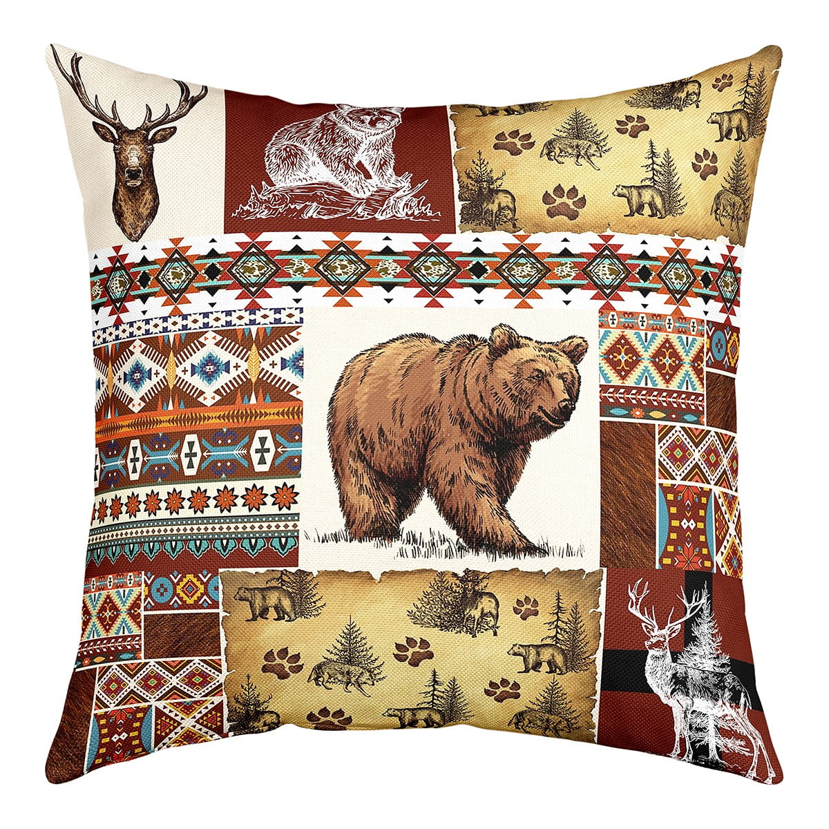 Rustic Cabin Cushion Cover Boho Aztec Throw Pillow Cover,Woodland ...