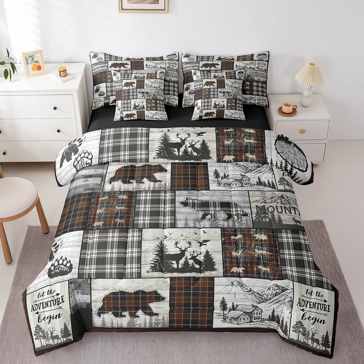 YST Rustic Cabin Full Comforter Set 7 Piece Country Farmhouse Buffalo ...