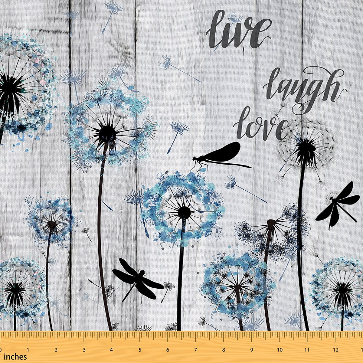 YST Rustic Dandelions Fabric By The Yard,Dragonfly Upholstery Fabric ...