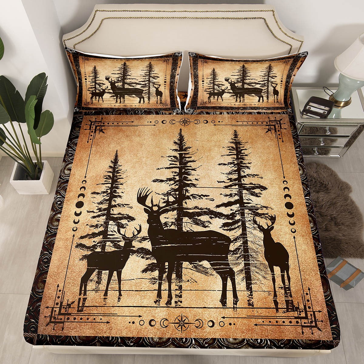 YST Rustic Deer Bed Sheets Farmhouse Cabin Bedding Set Twin Western ...