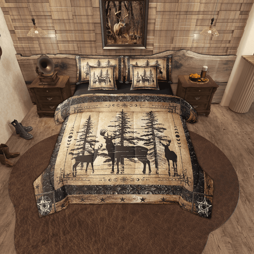 Erosebridal Rustic Deer Comforter Set 7 Piece Farmhouse Cabin Bed In A ...