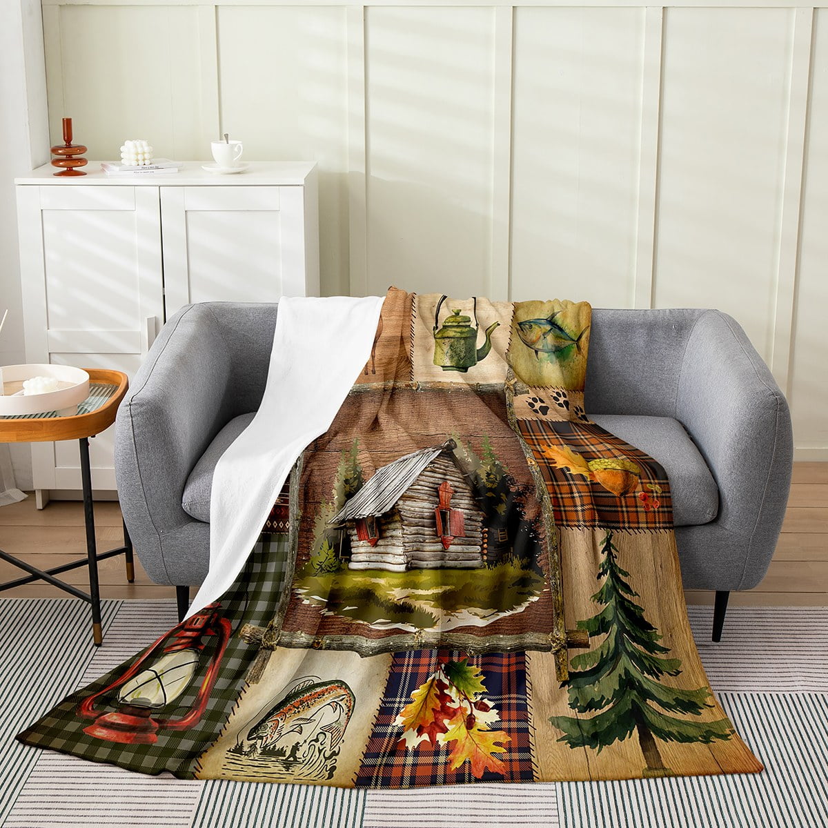 YST Rustic Deer Throw Blanket Cabin Wild Animal Moose Elk Fleece ...