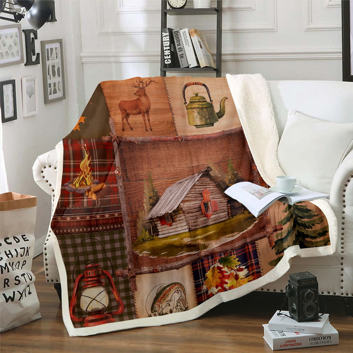 Rustic Elk Throw 50x60 inch Throw Blanket Cabin Wild Animal Moose Deer ...