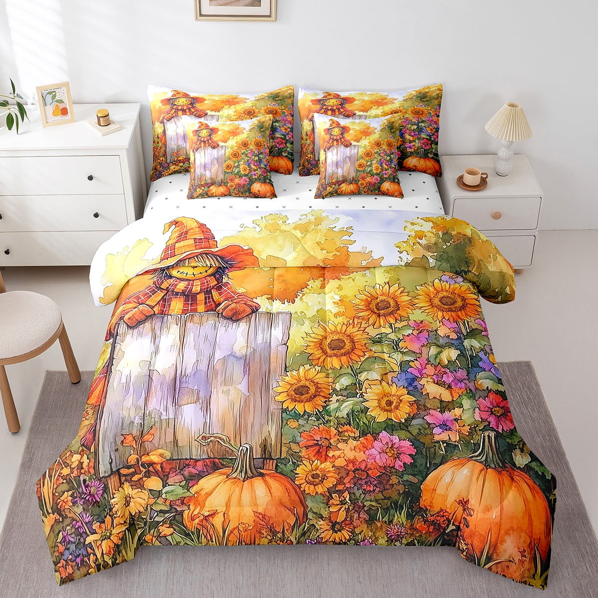 YST Rustic Fall Bedding Set Twin 7 Piece Farmhouse Scarecrow Bed In A ...