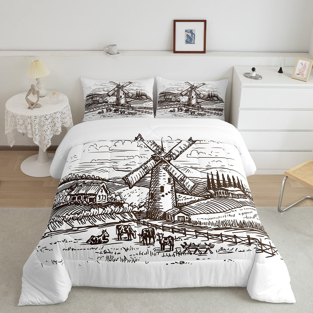 YST Rustic Farmhouse Bedding Set Queen Vintage Lodge Cabin Comforter ...