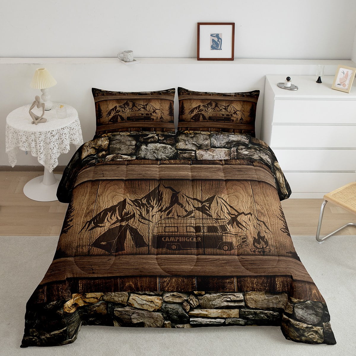 Rustic Farmhouse Bedding Sets Happy Camping Comforter Set For Camper ...