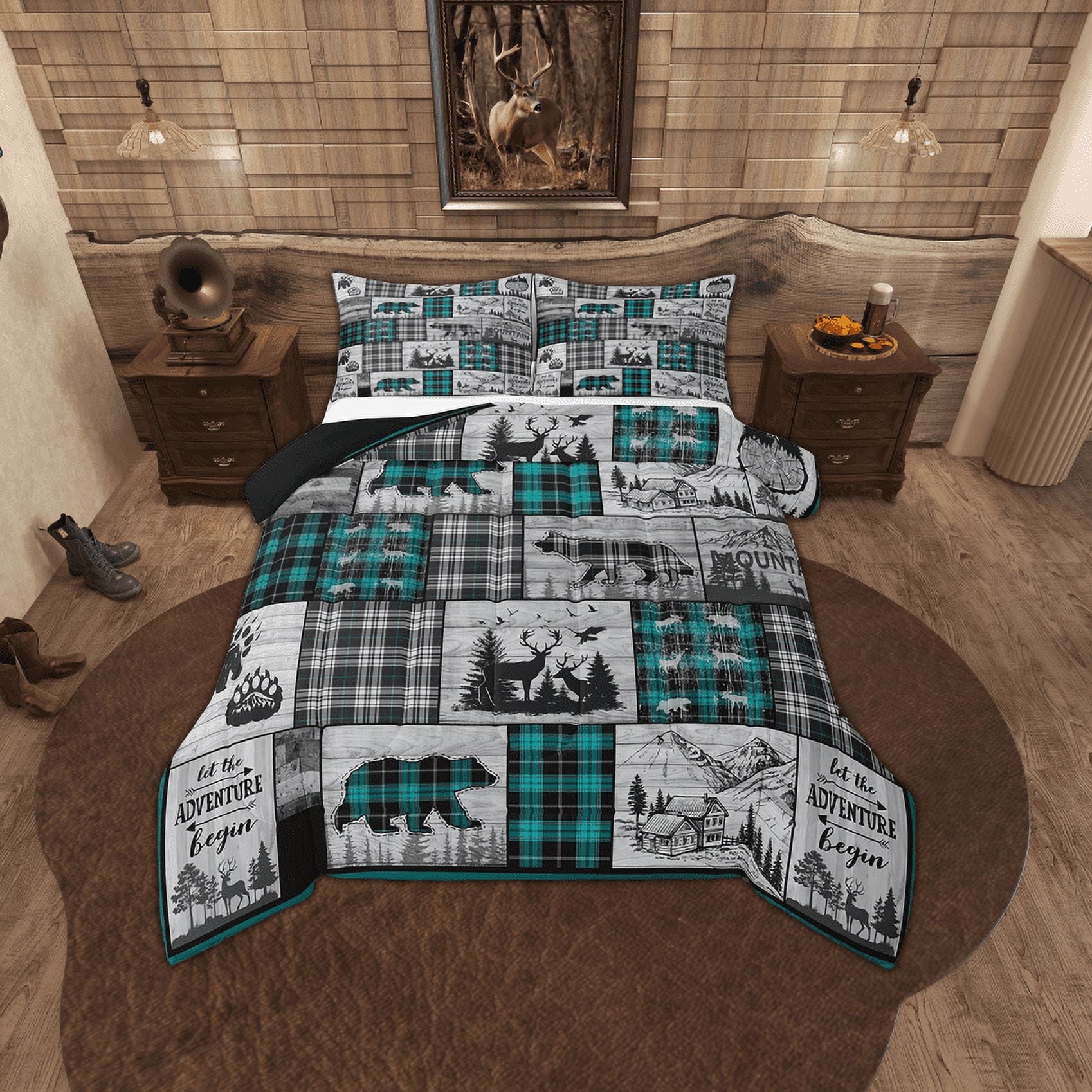 Rustic Farmhouse Bedding Sets Hunting Wolf Bear Deer Bed Comforter Set ...
