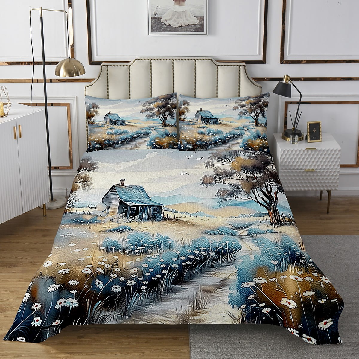 Rustic Farmhouse Bedspread Sets Queen Country Cabin Coverlet Set Lodge ...