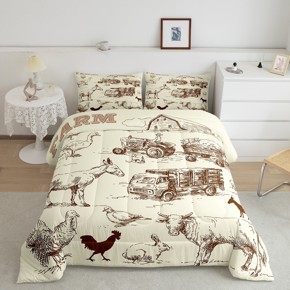 YST Rustic Farmhouse Comforter Full Farm Animal Bedding Set, Cow Goat ...