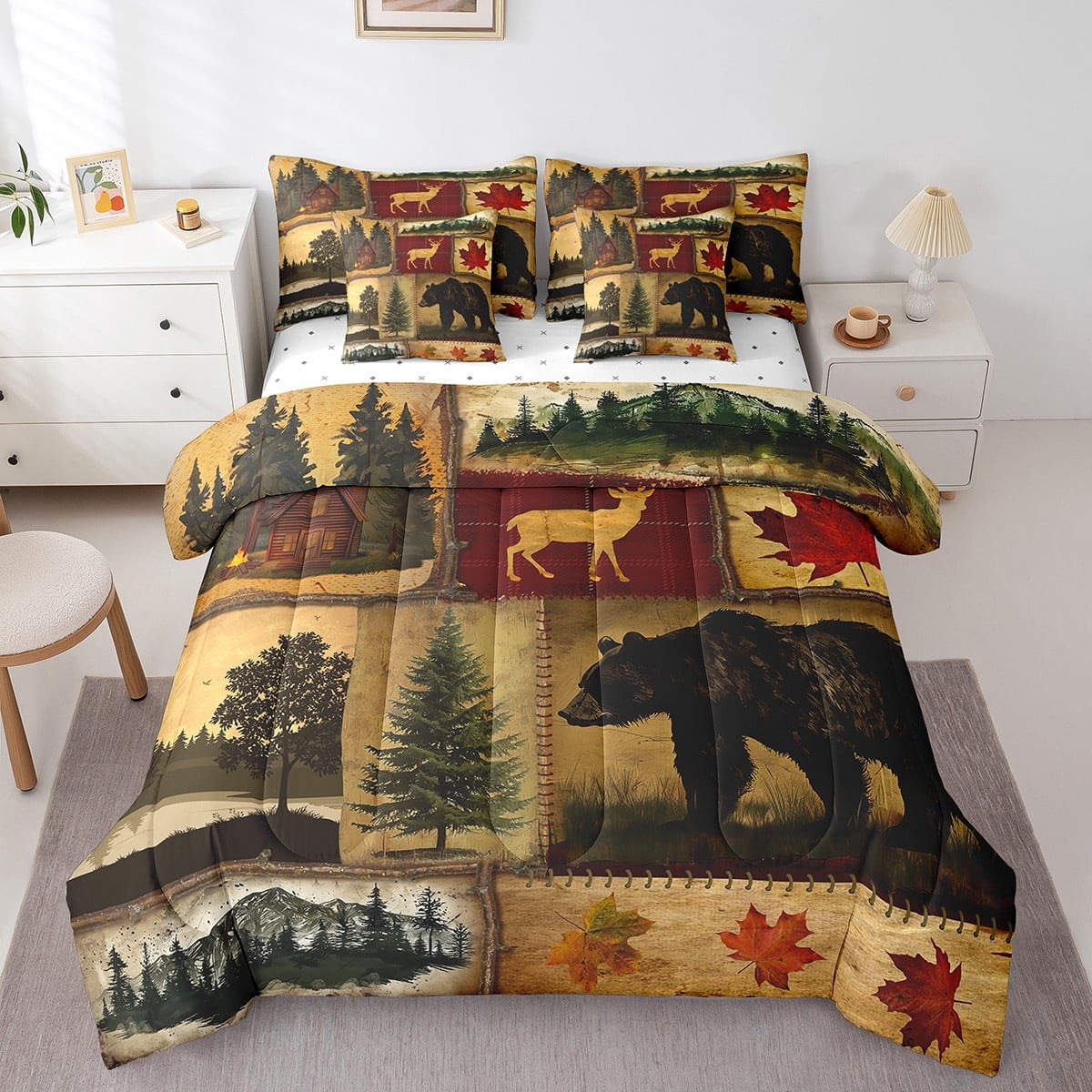 Erosebridal Rustic Farmhouse Comforter Set 7 Pcs Queen,Retro Cabin ...