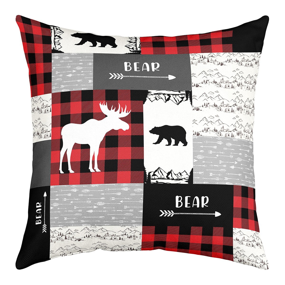 YST Rustic Farmhouse Throw Pillow Cover 24x24 Inch,Deer Bear Moose ...