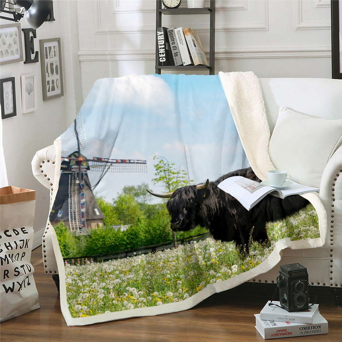 YST Rustic Fleece Blanket Toddler Fuzzy Blanket Black Bull Print Throw ...