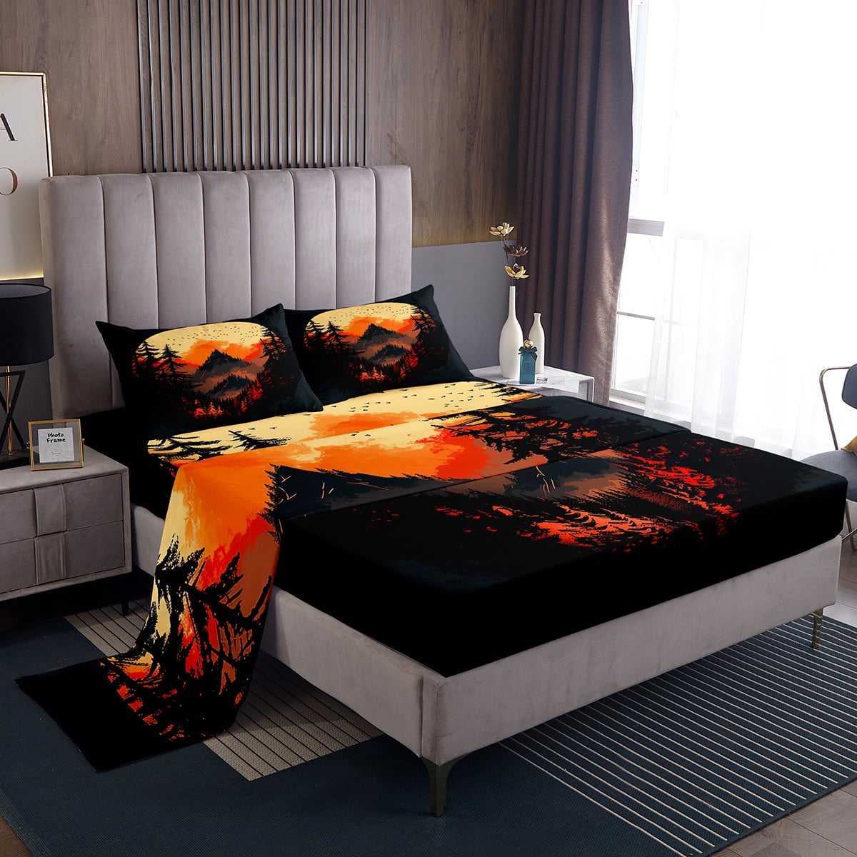 YST Rustic Landscape Sheet Set Farmhouse Decor Sheets Full, Woodland ...