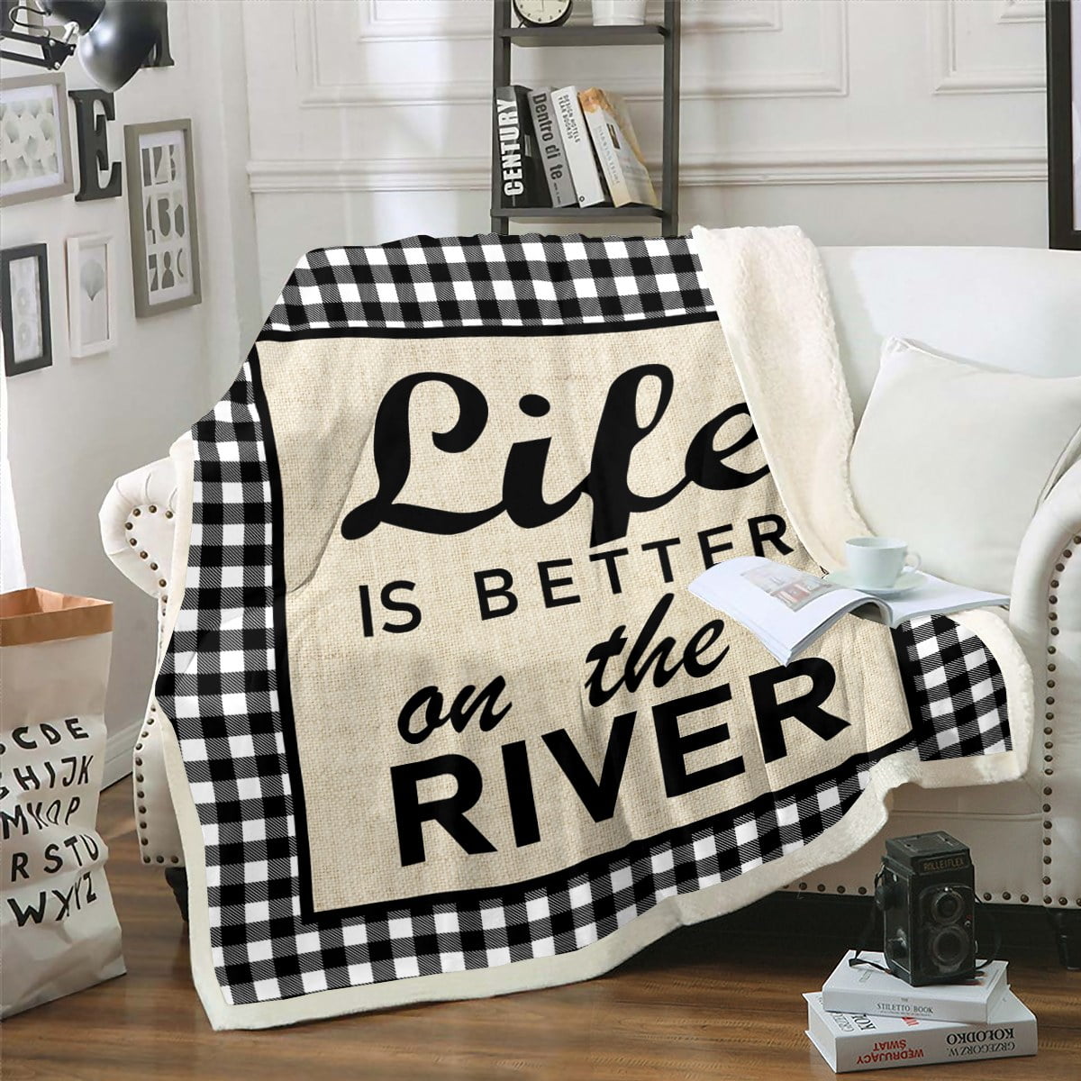 Rustic Lodge Cabin Blanket Black White Brown Throw Blanket for Bed ...