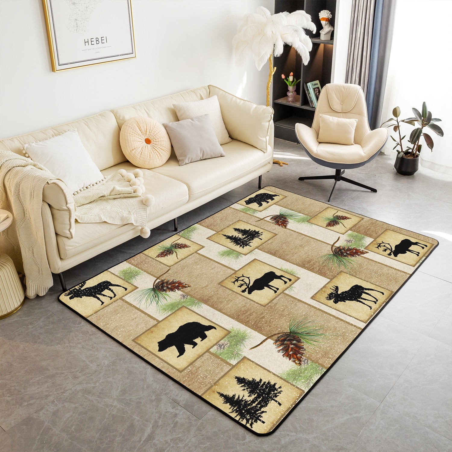 Erosebridal Rustic Rug Bear Moose Elk Deer Hunting Non Slip Washable ...