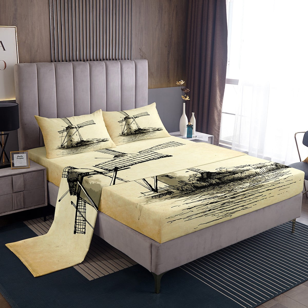 YST Rustic Windmill Bed Set Countryside Rural Barn Bed Sheets Set ...