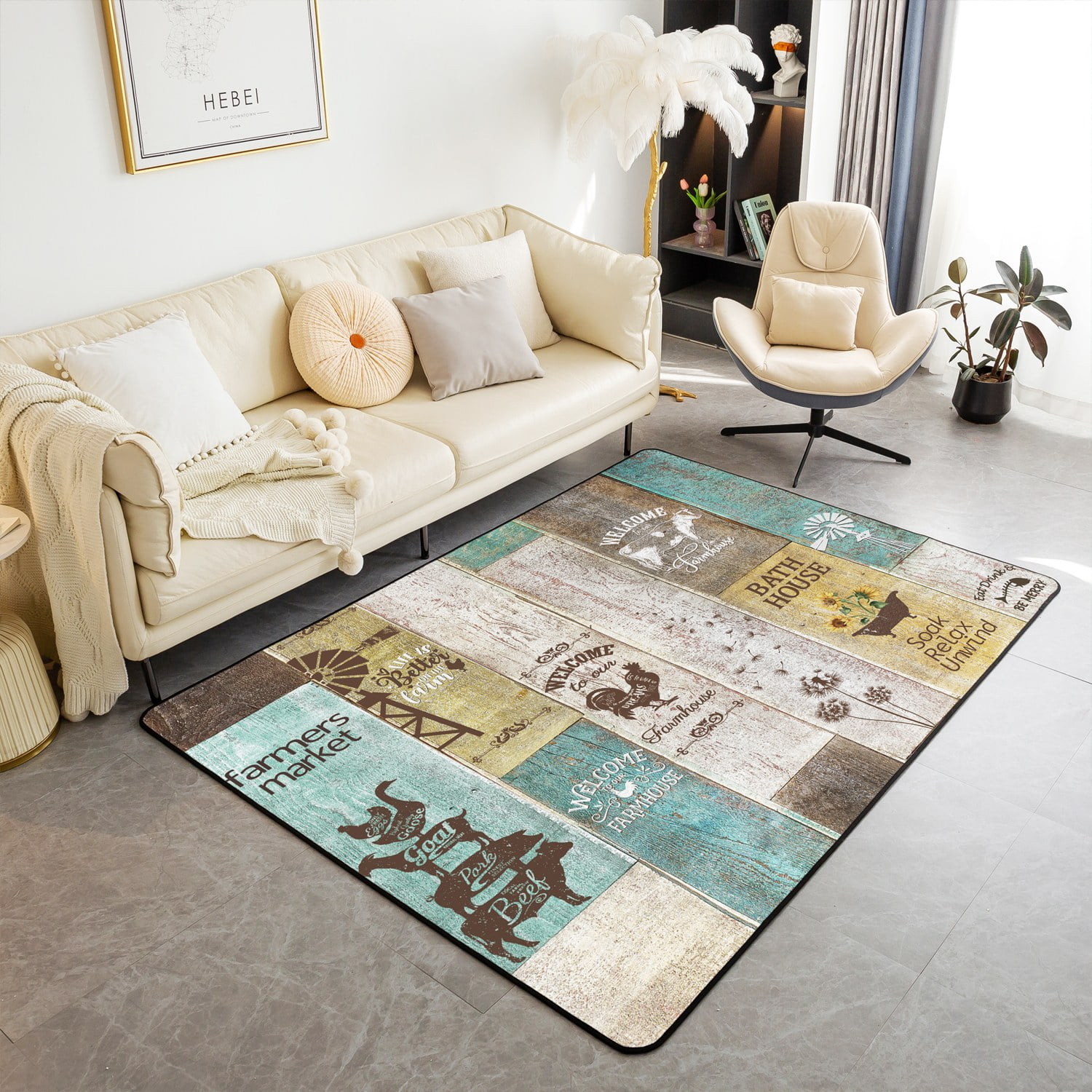 Erosebridal Rustic Windmill Farmhouse Carpet 3x5 for Bedside,Vintage ...