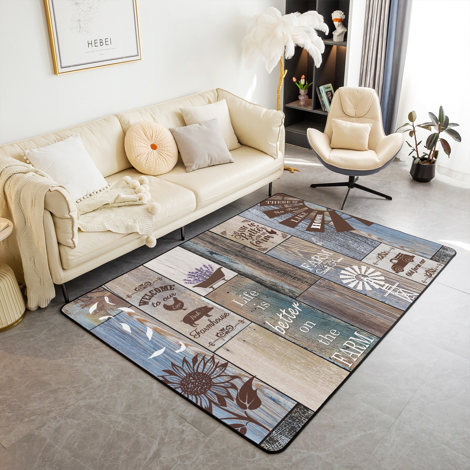 YST Rustic Windmill Farmhouse Carpet 5x7 for Bedside,Vintage Country ...