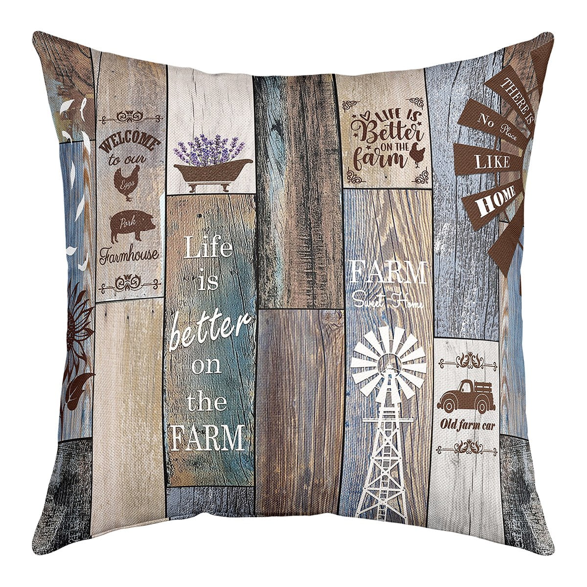 YST Rustic Windmill Farmhouse Cushion Cover 20x20 inch,Vintage Country ...