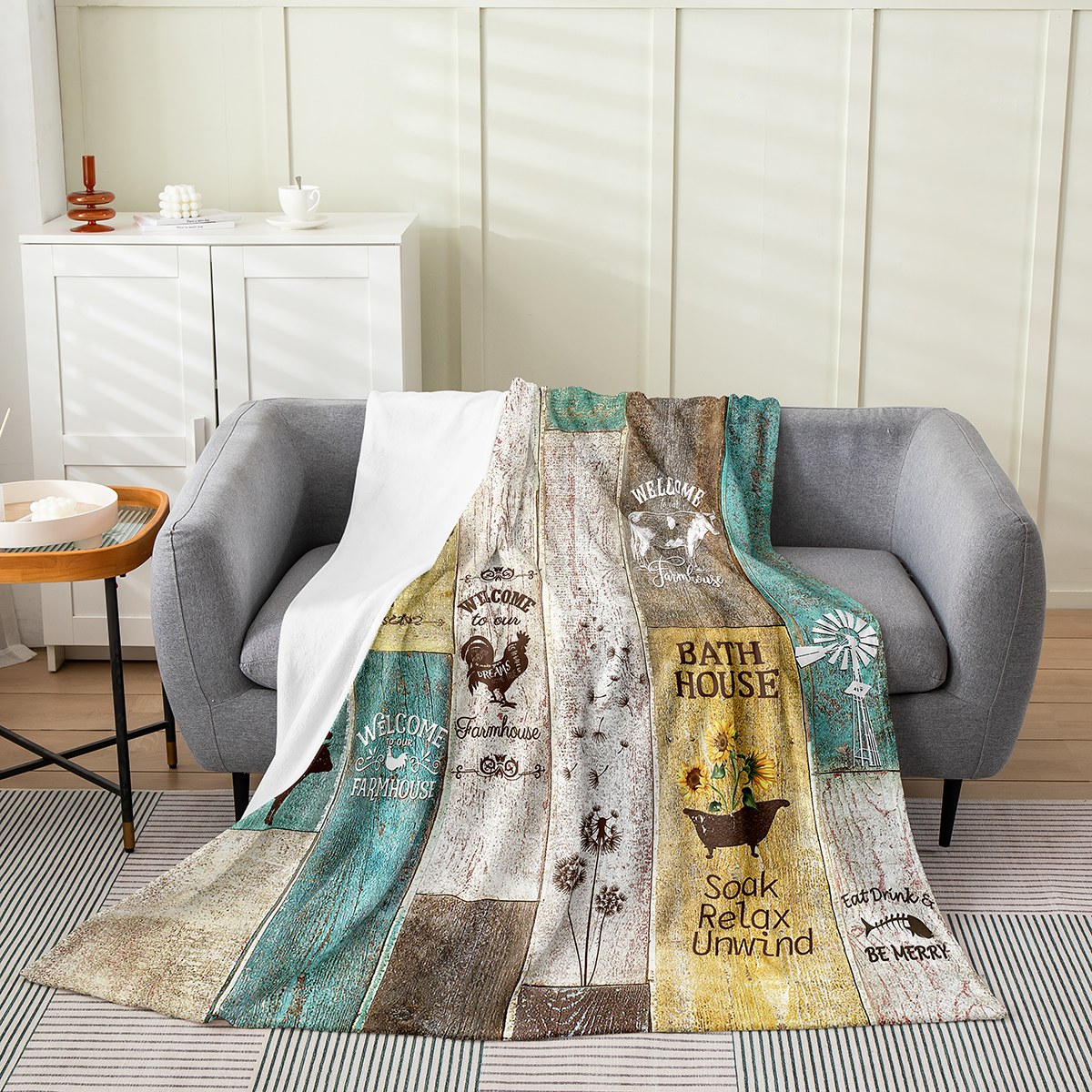 Rustic Windmill Farmhouse Flannel Blanket 30x40 inch,Vintage Country ...