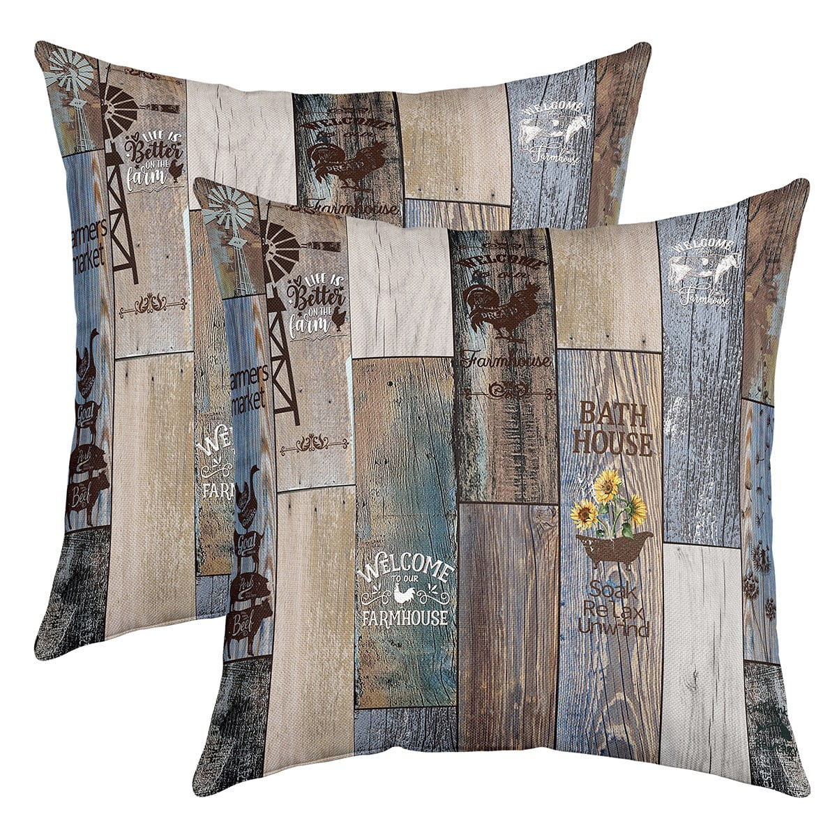 YST Rustic Windmill Farmhouse Throw Pillow Covers 24x24 inch set of 2 ...