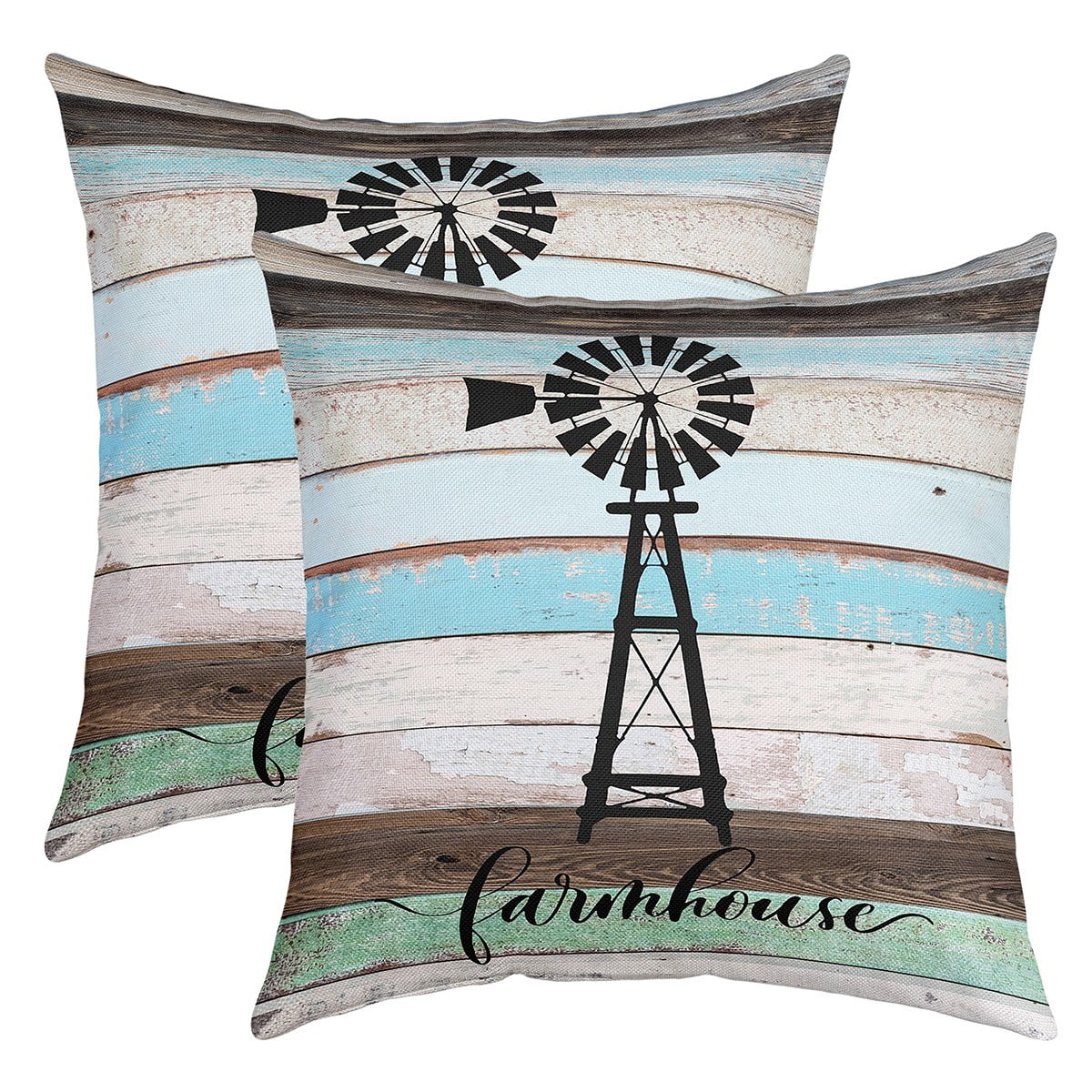 Rustic Windmill Throw Pillow Covers,Western Farmhouse Cushion Covers ...