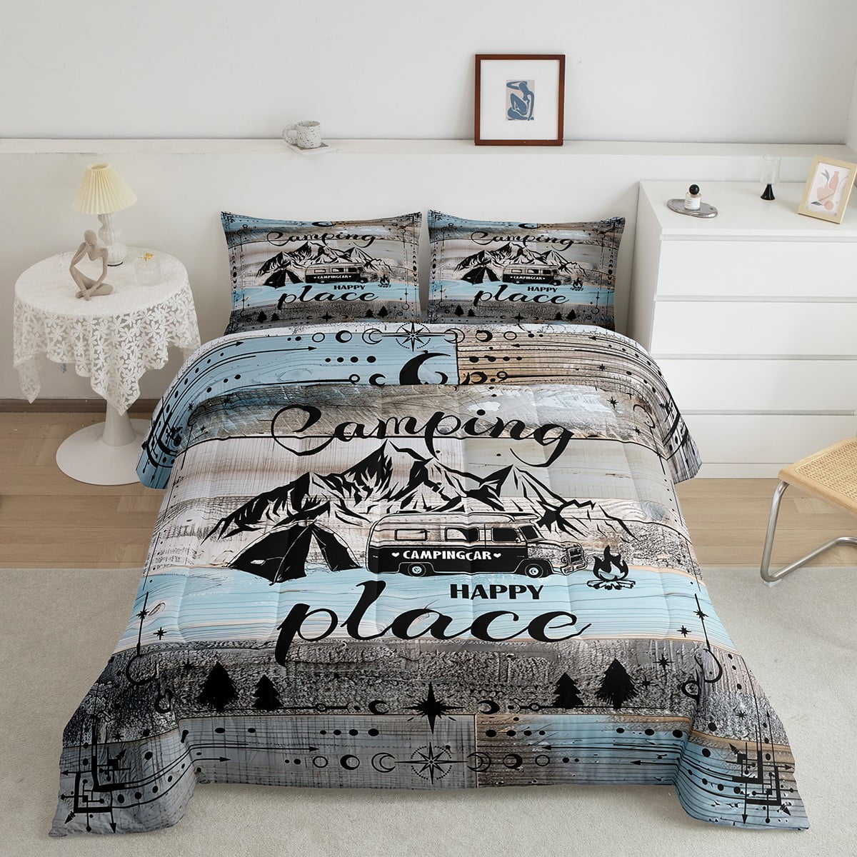 Rv Bedding Set For Travel Trailers Happy Camping Bunk Comforter Set ...