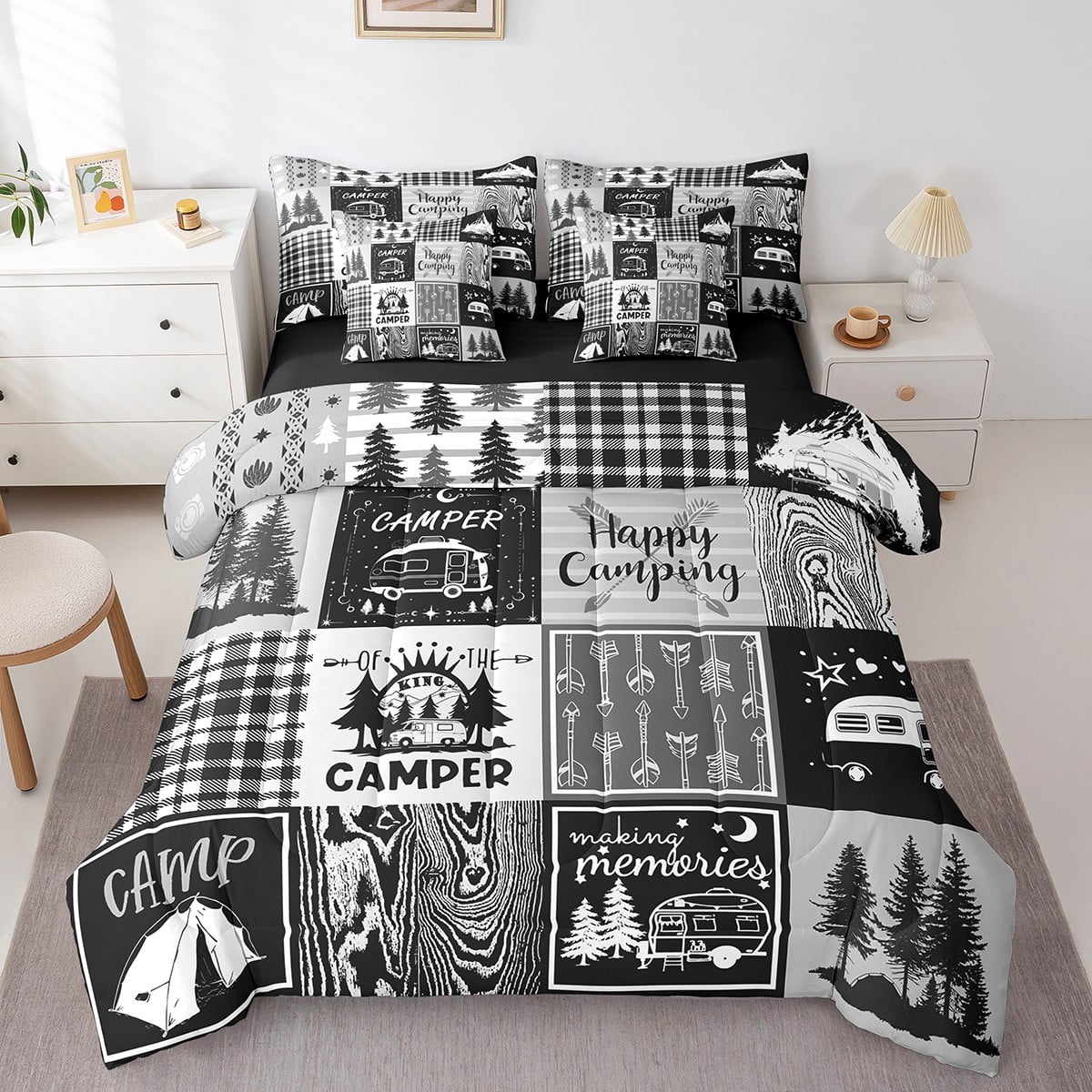 Rv Bedding Sets 7 Piece Plaid Camper Bed In A Bag Full Rustic Farmhouse ...