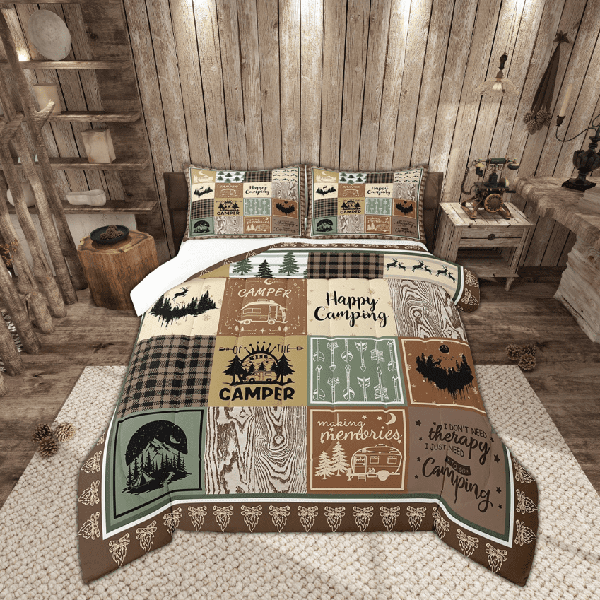 Erosebridal Rv Camper Theme Bedding Set Twin,Happy Camping Comforter ...