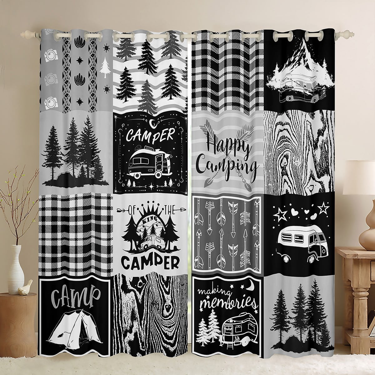 YST Rv Curtains Plaid Camper Curtains & Drapes 42"Wx84"L Rustic ...