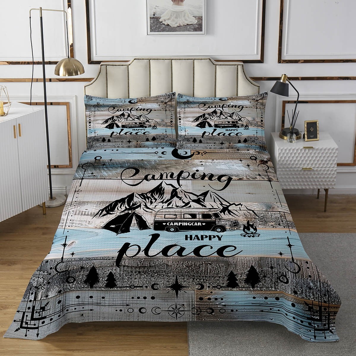 Rv Quilt Set For Travel Trailers Happy Camping Bunk Bedspread Set Twin ...