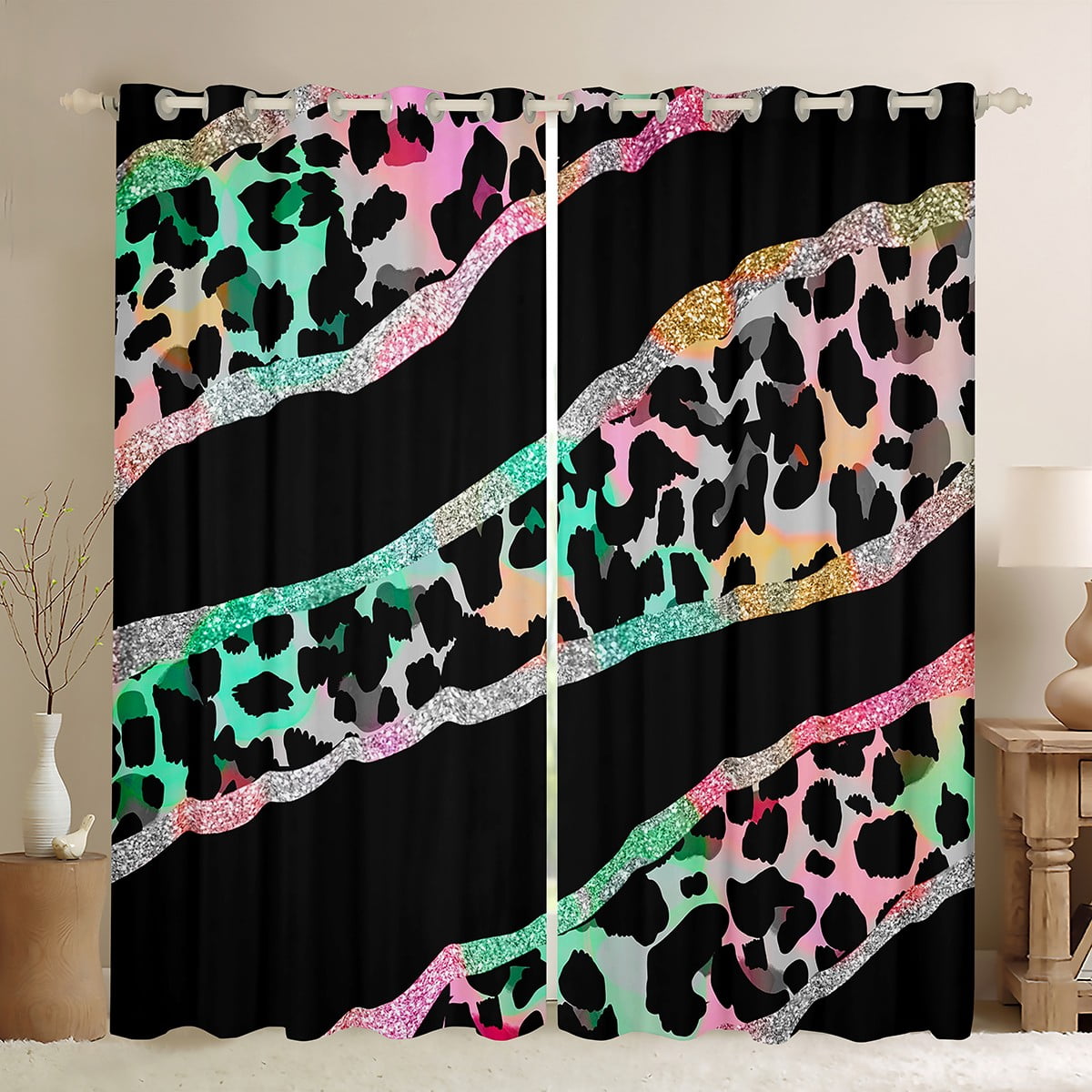 YST Safari Animal Curtains 52x84 inch Leopard Blackout Curtains for ...