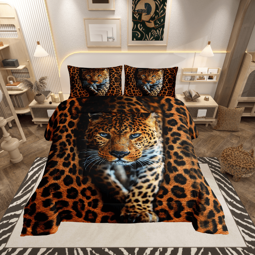 Erosebridal Safari Cheetah Queen Bedding Set, Brown Leopard Print ...