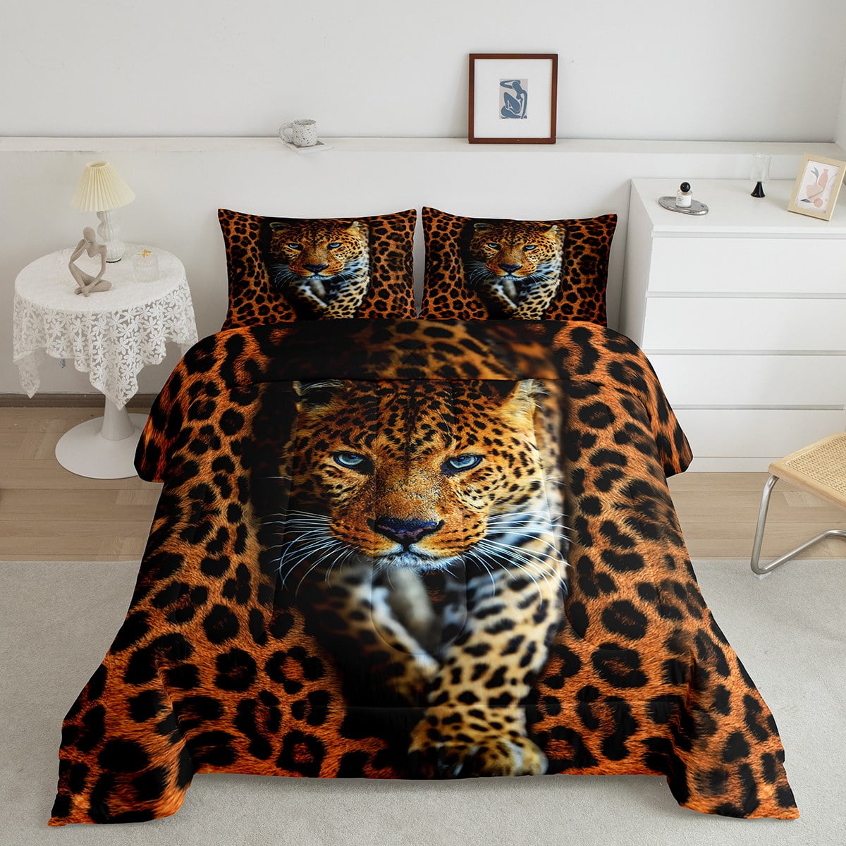 YST Safari Cheetah Bedding Set Queen Brown Leopard Print Comforter Set ...