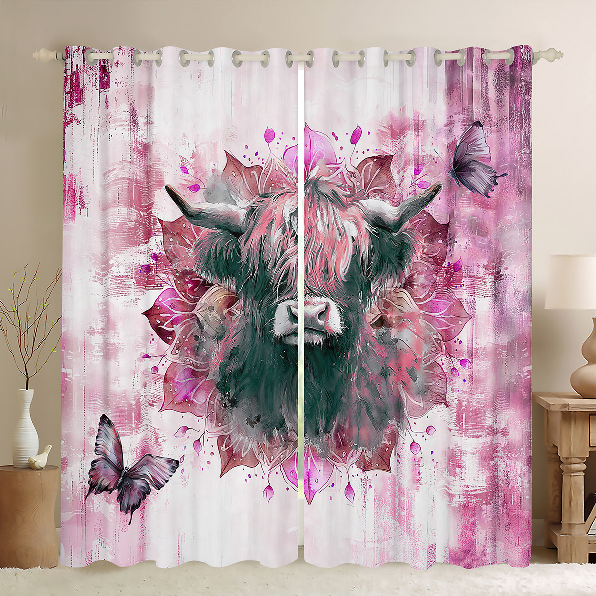 YST Safari Highland Cow Blackout Curtains for Kids Boys Girls Farm ...