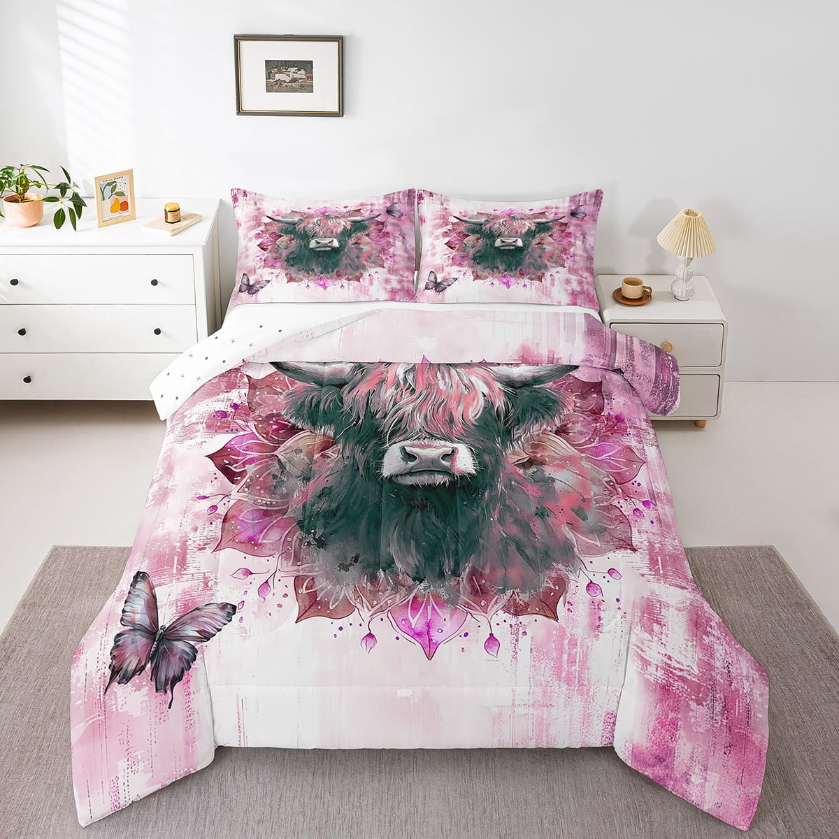 Safari Highland Cow King Size Comforter Set Farm Animal Bedding Set ...