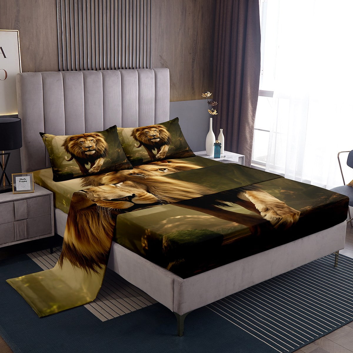 YST Safari Lion Twin Sheet Set For Boys Girls 3D Lion Bed Sheets Set ...