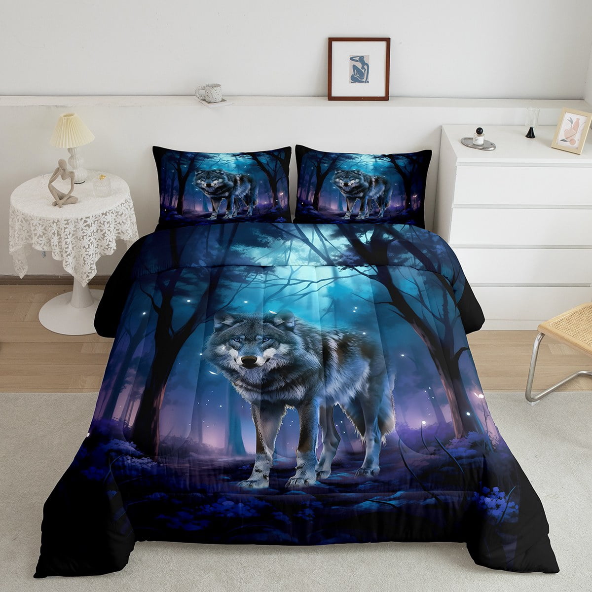 YST Safari Wolf Bedding Set Full For Teens Adults Jungle Wild Animal ...