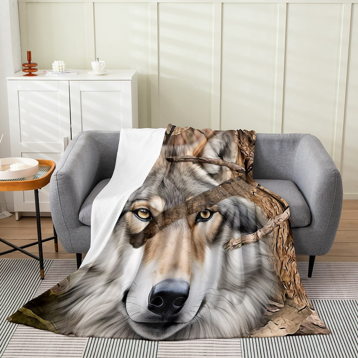 Safari Wolf Blanket 30x40 Inch,Hunting Animal Throw Blanket for Man,3D ...