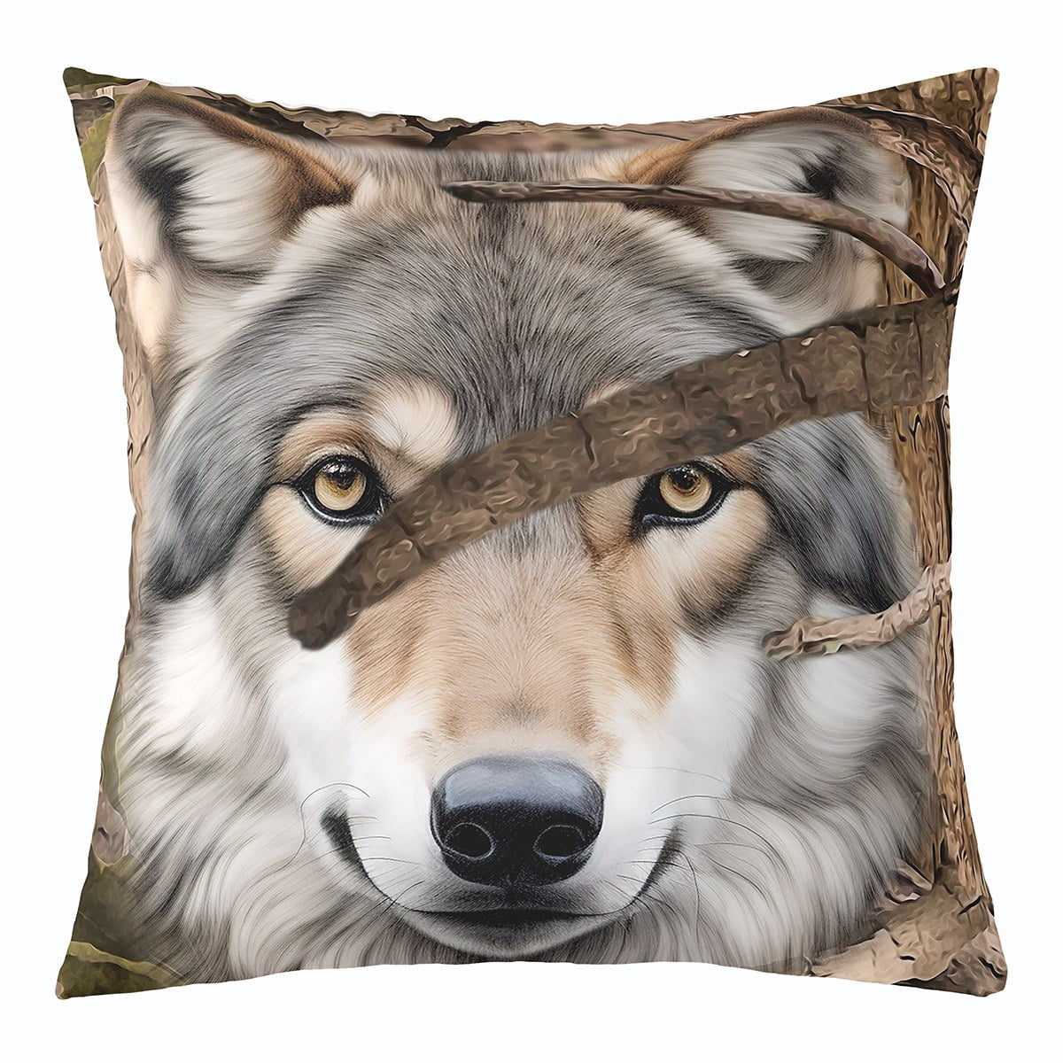 Safari Wolf Throw Pillow Cover 20x20 Inch,Hunting Animal Pillow Cover ...
