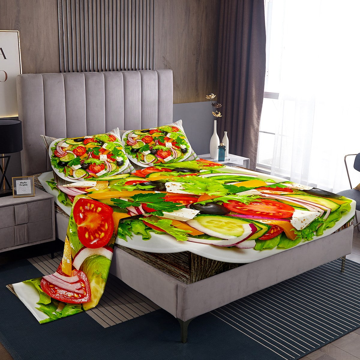 Salad Bed Sheets King for Adults ,Tomato Cucumber Sheet Set Funny Decor ...