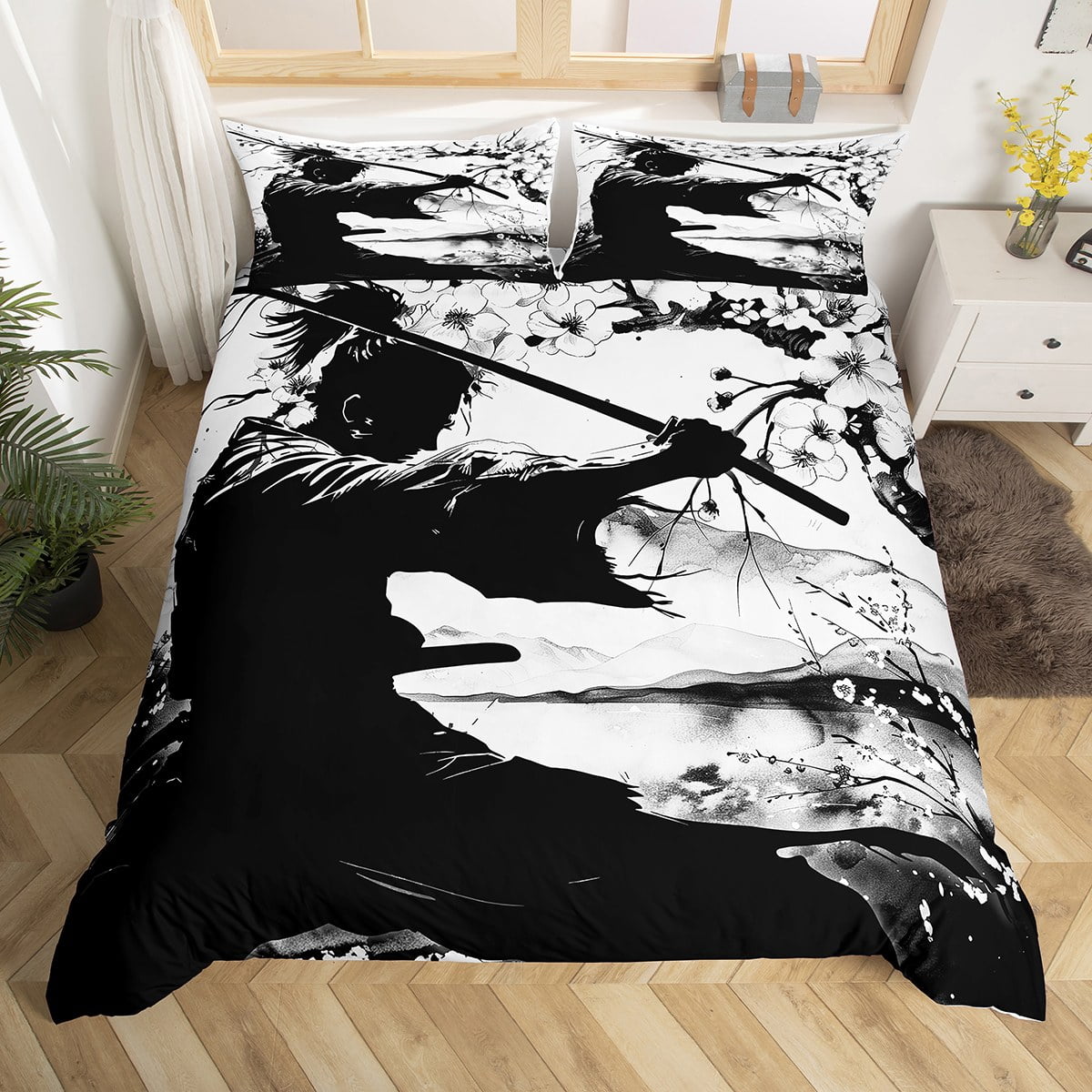 Erosebridal Samurai Comforter Cover Full Size, Japanese Style Print ...