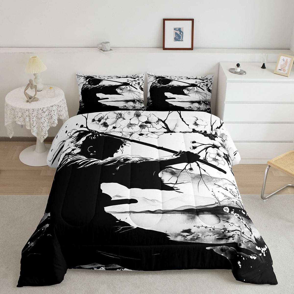 YST Samurai Comforter Set King Size, Japanese Style Print Bedding ...