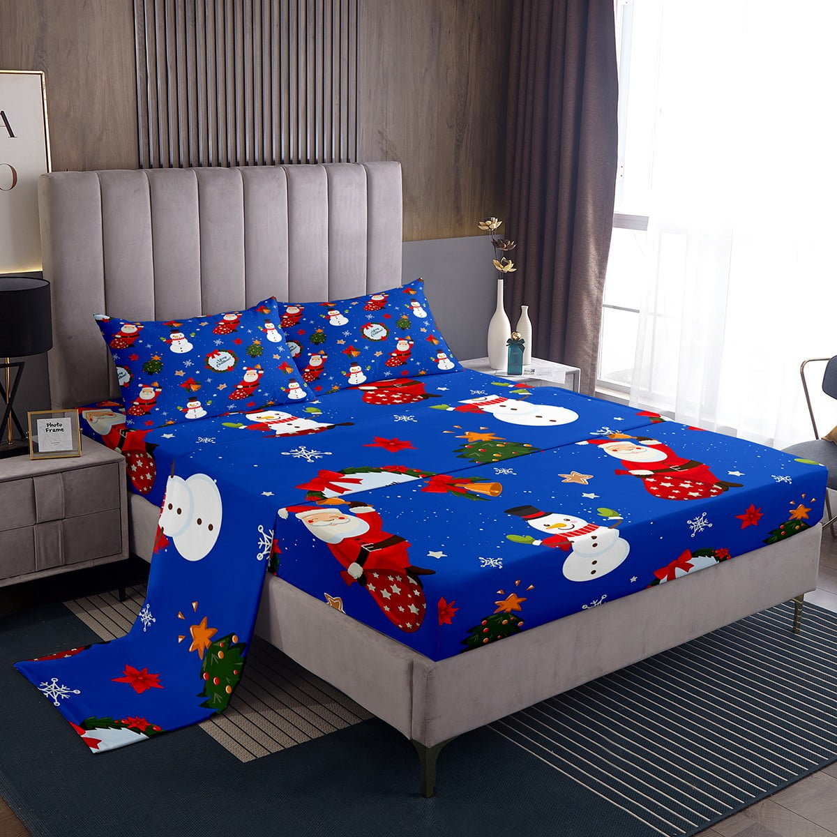 YST Santa Claus Sheets, Xmas Bell Bed Sheets Set For Kids Boys Girls ...